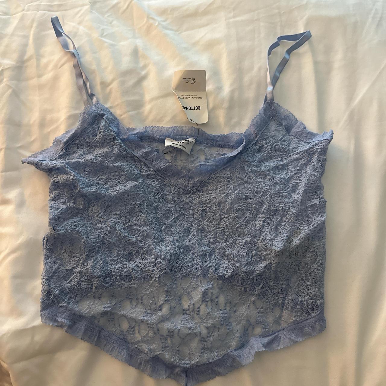 Blue lace cami with adjustable straps cotton on... - Depop