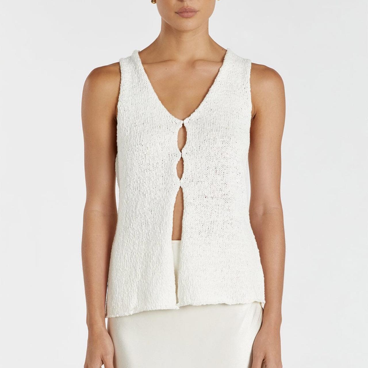 Dissh - DION OFF WHITE BOUCLE KNIT VEST Size XS... - Depop