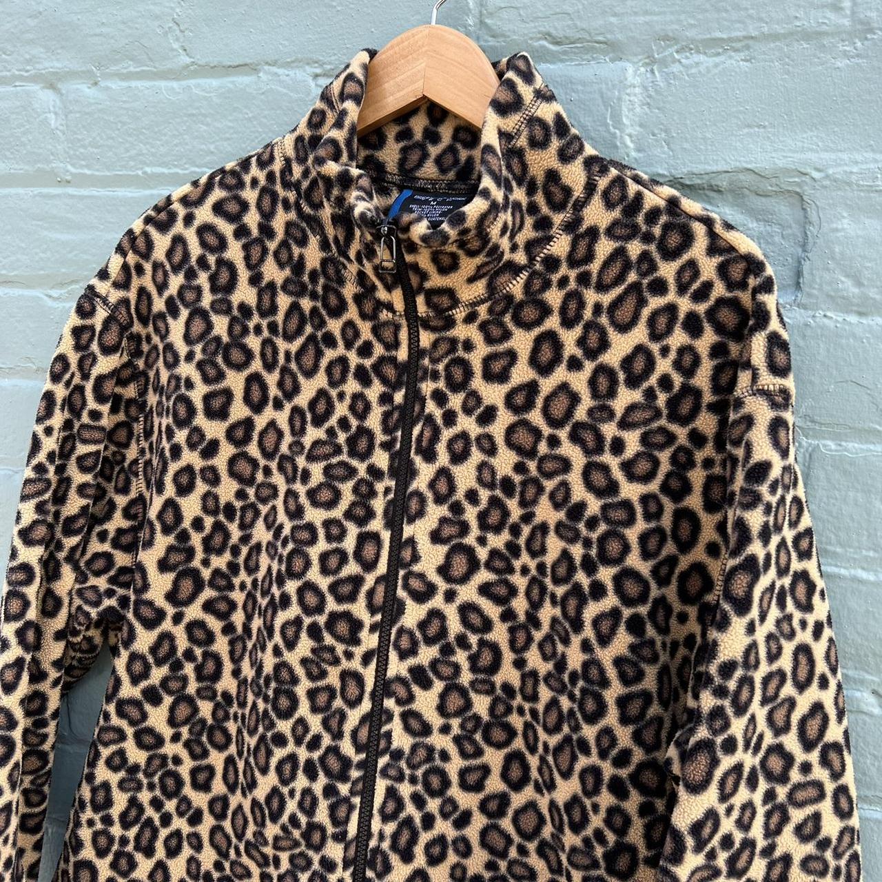 Vintage leopard print fleece jacket 90s AOP... - Depop