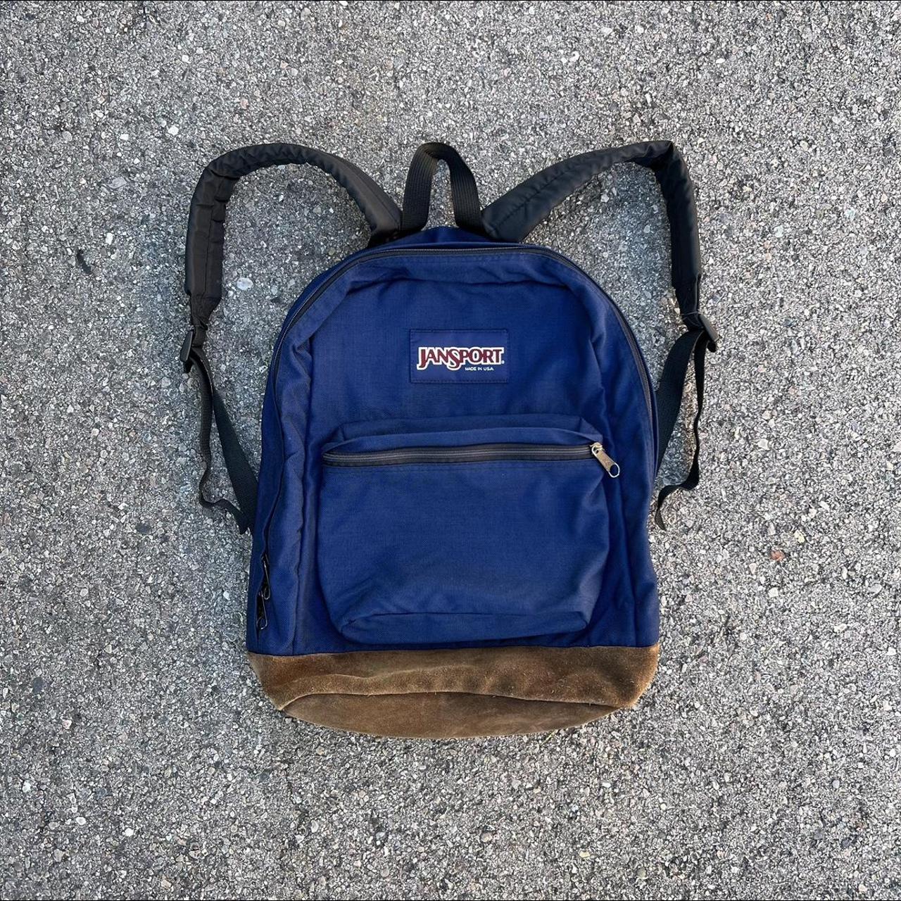 Vintage jansport backpack 90s navy backpack by... - Depop