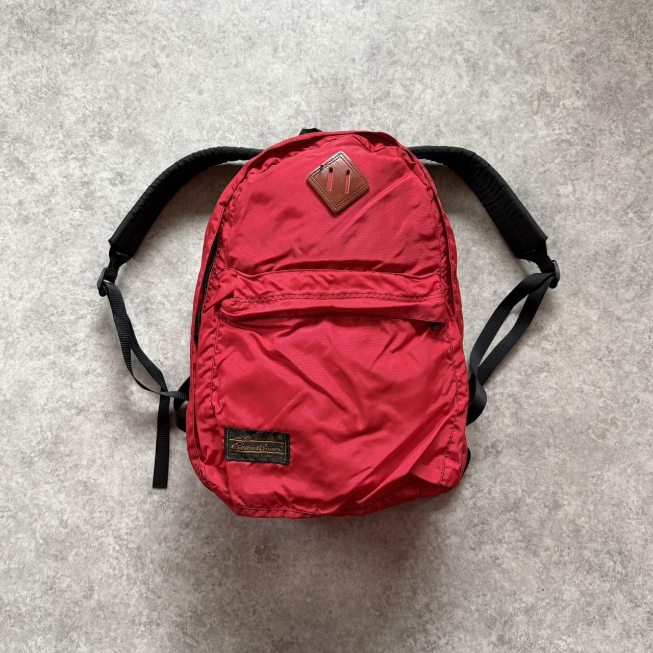 Vintage 90s red nylon outdoor backpack 80s 90s red... | Depop