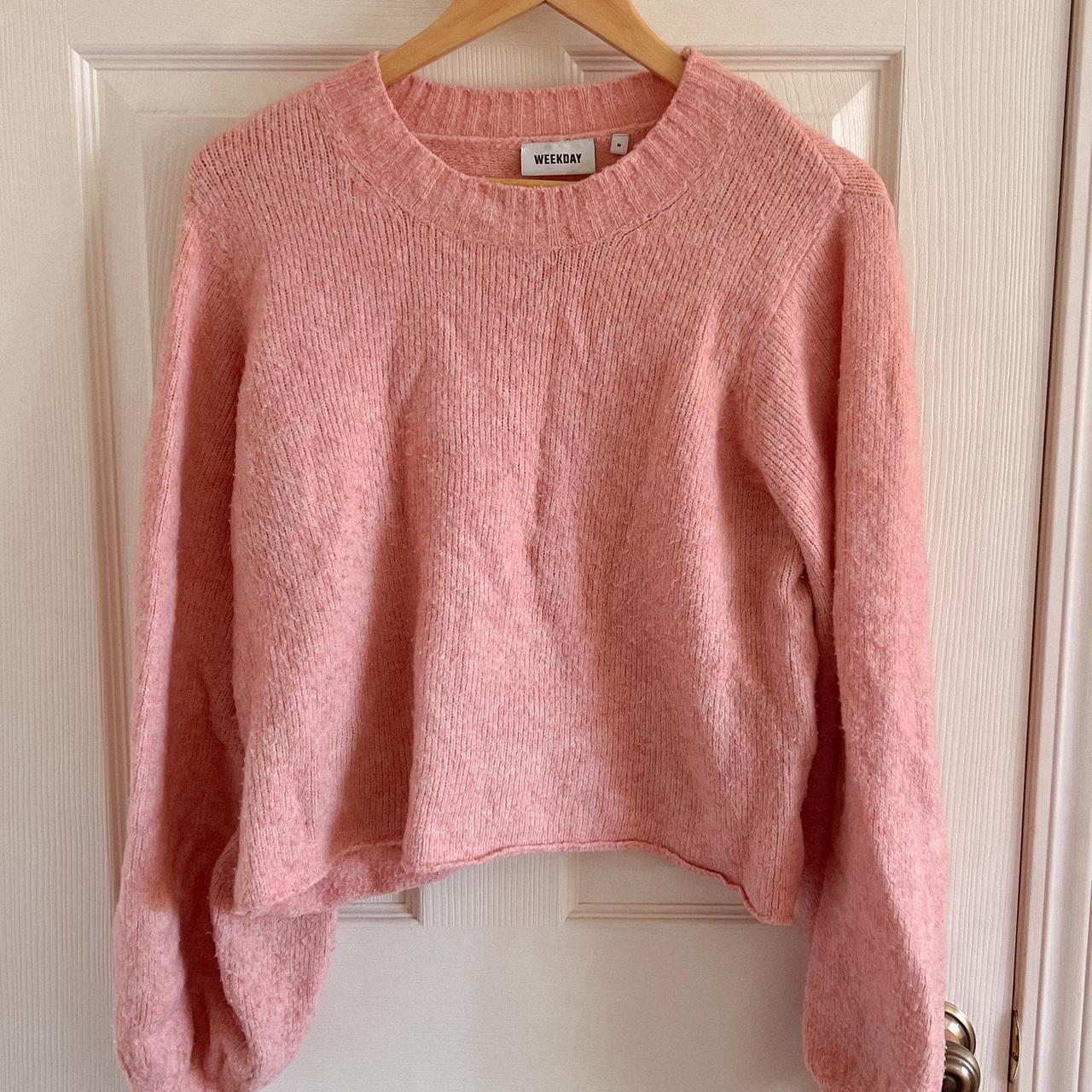 Pink Weekday Woven Sweater - size M - Balloon sleeve - Depop