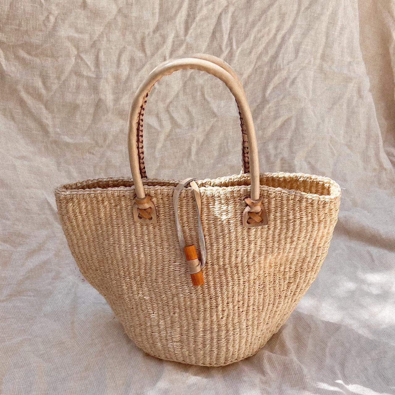 Woven Tote Bag - Handcrafted - sisal + leather -... - Depop