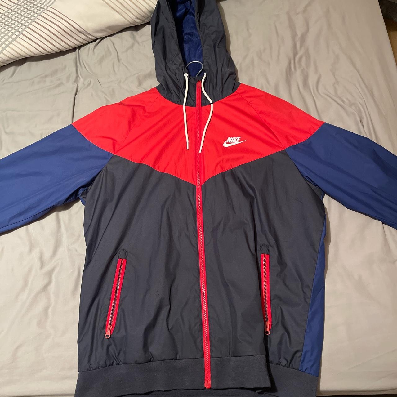 Nike windbreaker jacket red and blue Size... - Depop