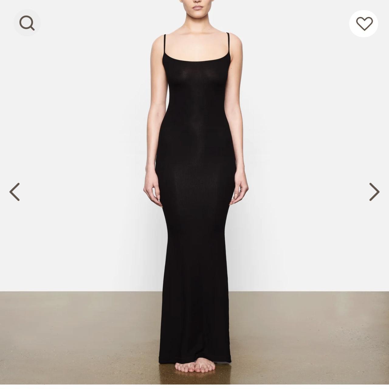 Skims Soft Lounge long slip dress Onyx black Size... - Depop