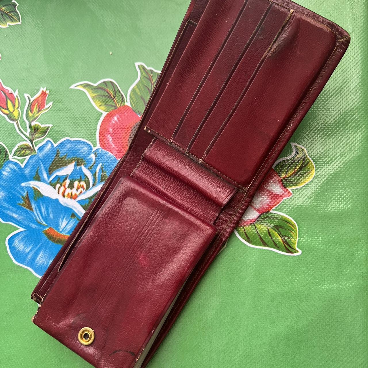 vintage maroon / blood red leather wallet from mexico - Depop