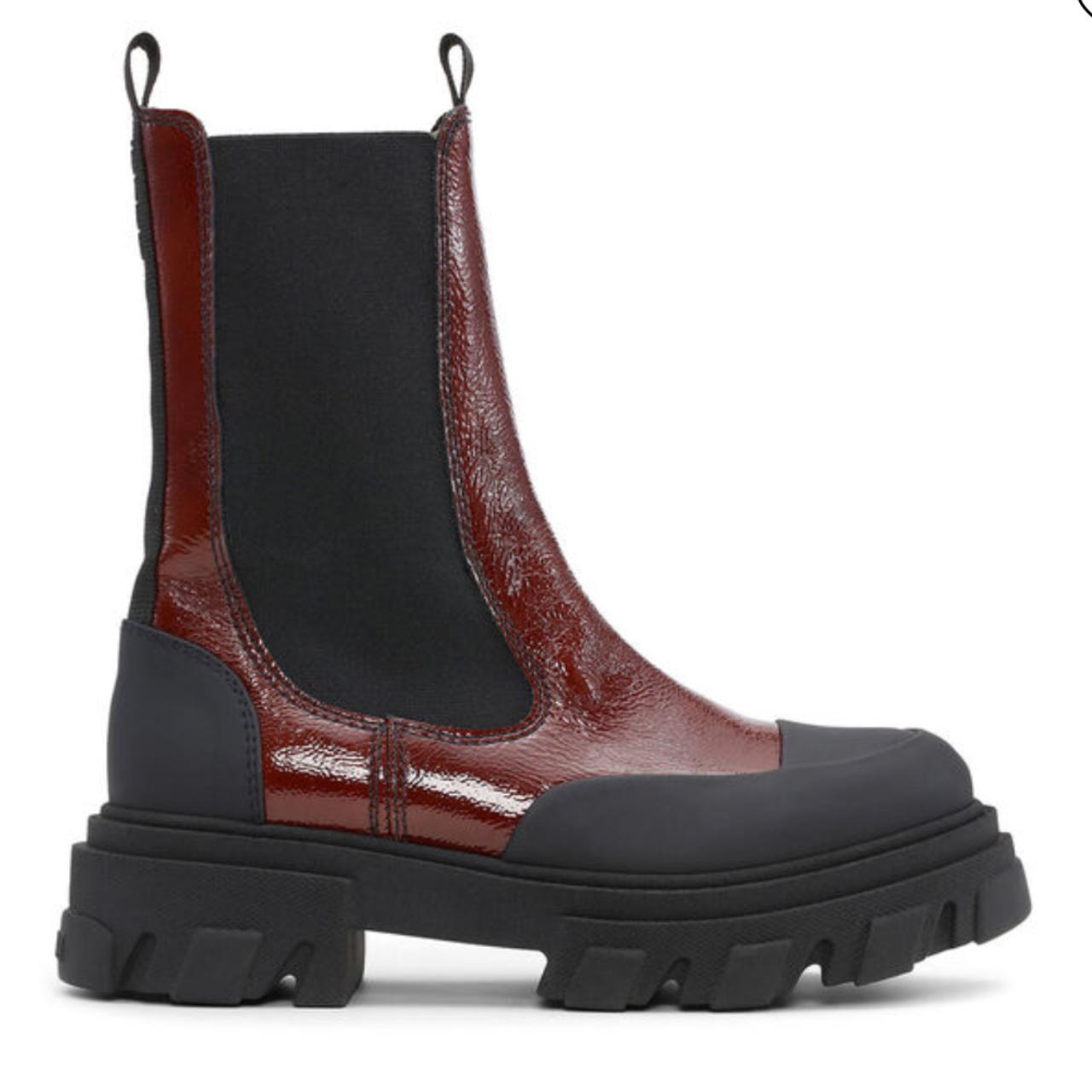 Ganni size 5 boots new in box never worn cognac and... - Depop