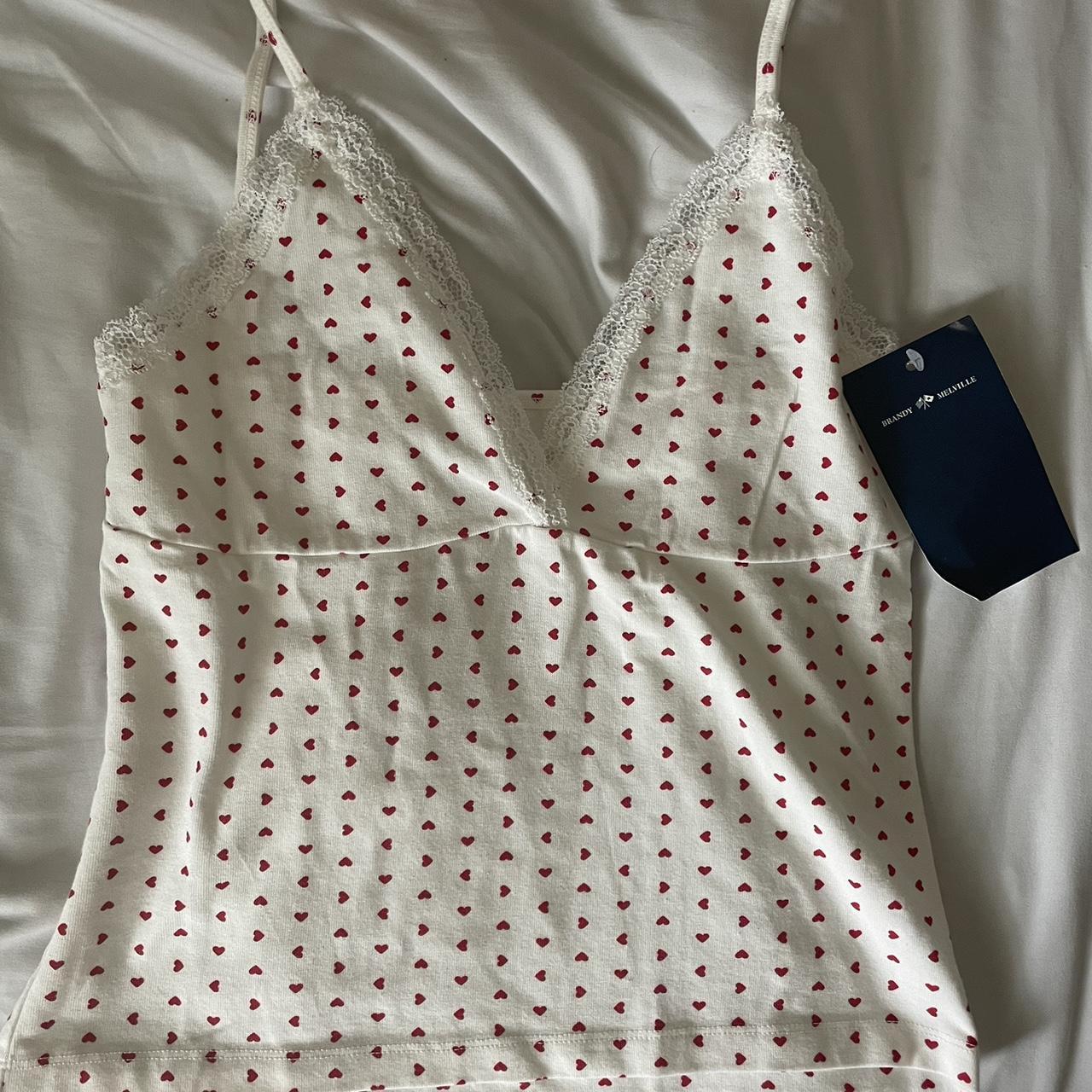 ⋆ 𓆩♡𓆪 ⋆ heart brandy melville lace tank top !!... - Depop
