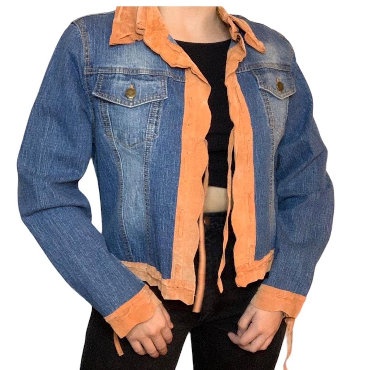 American Vintage Women's Orange and Blue Jacket | Depop