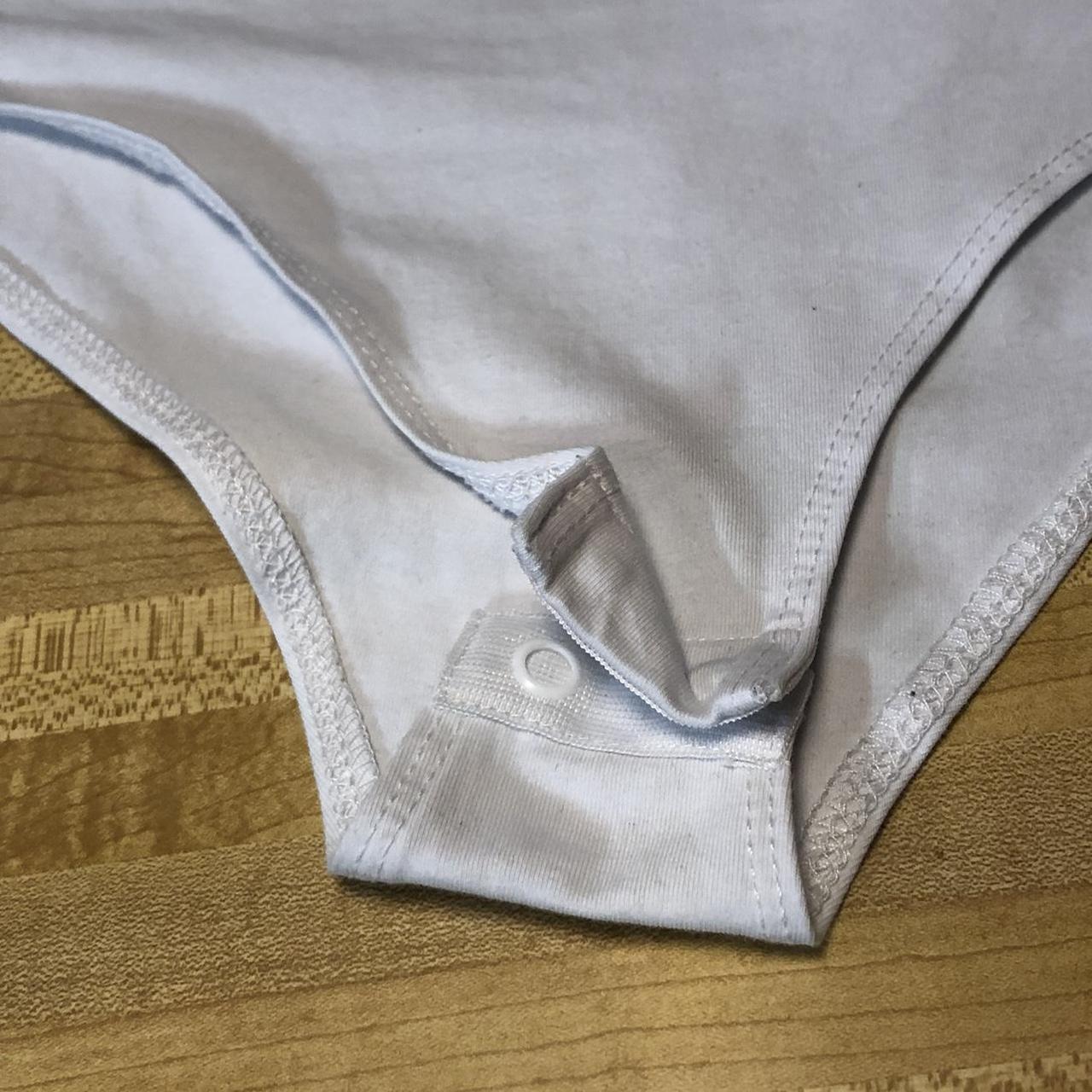 Women’s basic white bodysuit low scoop neckline... - Depop