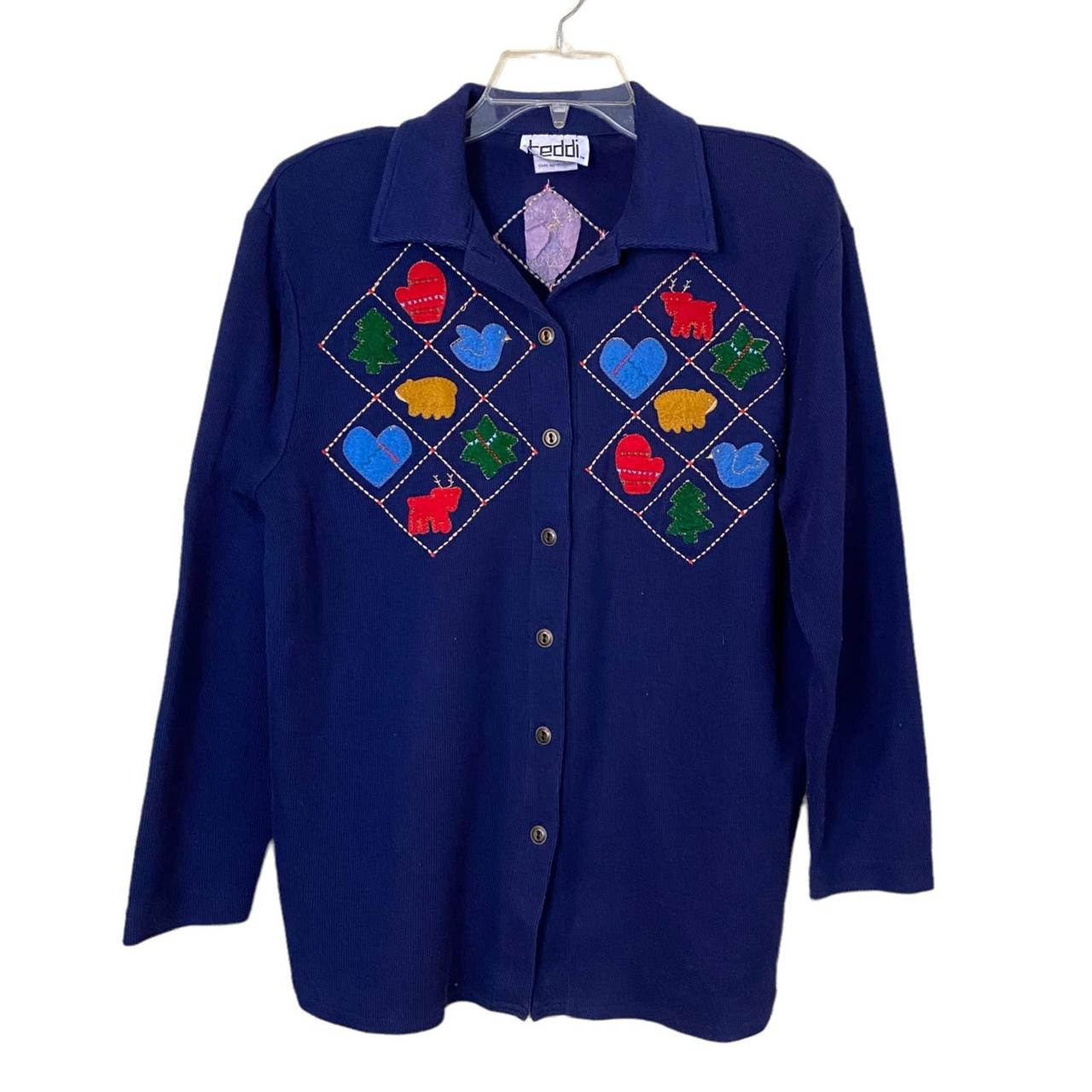 1980's Teddi Vintage Ugly Embroidered Patchwork... - Depop