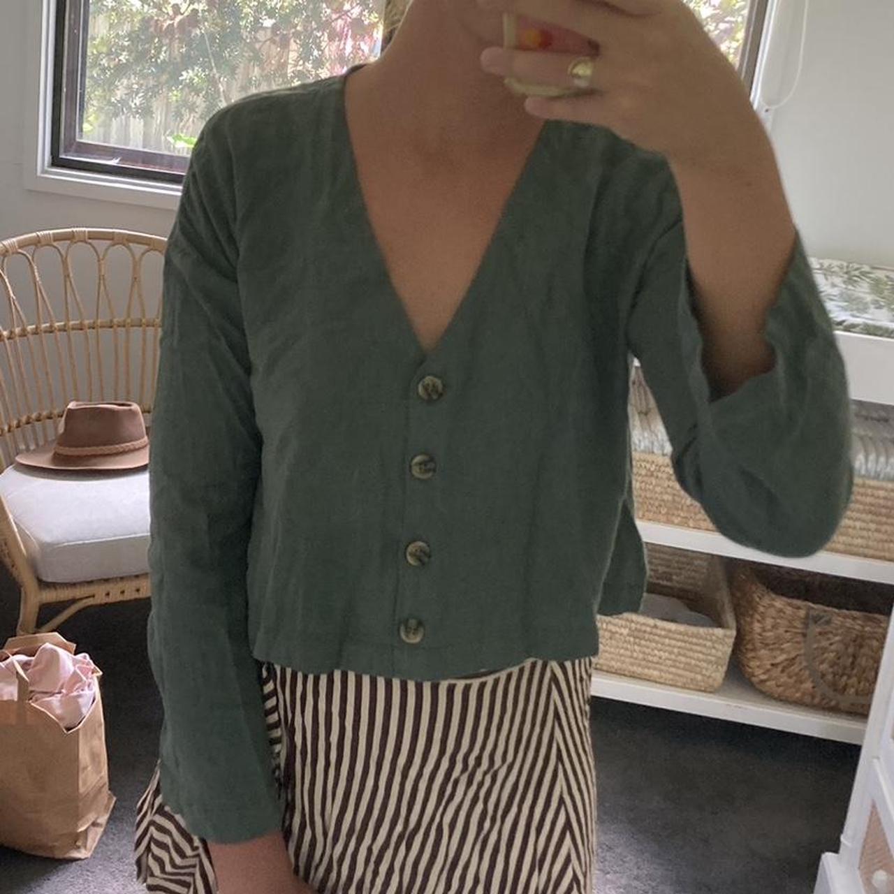 Long sleeve green linen shirt from Glassons. In... - Depop