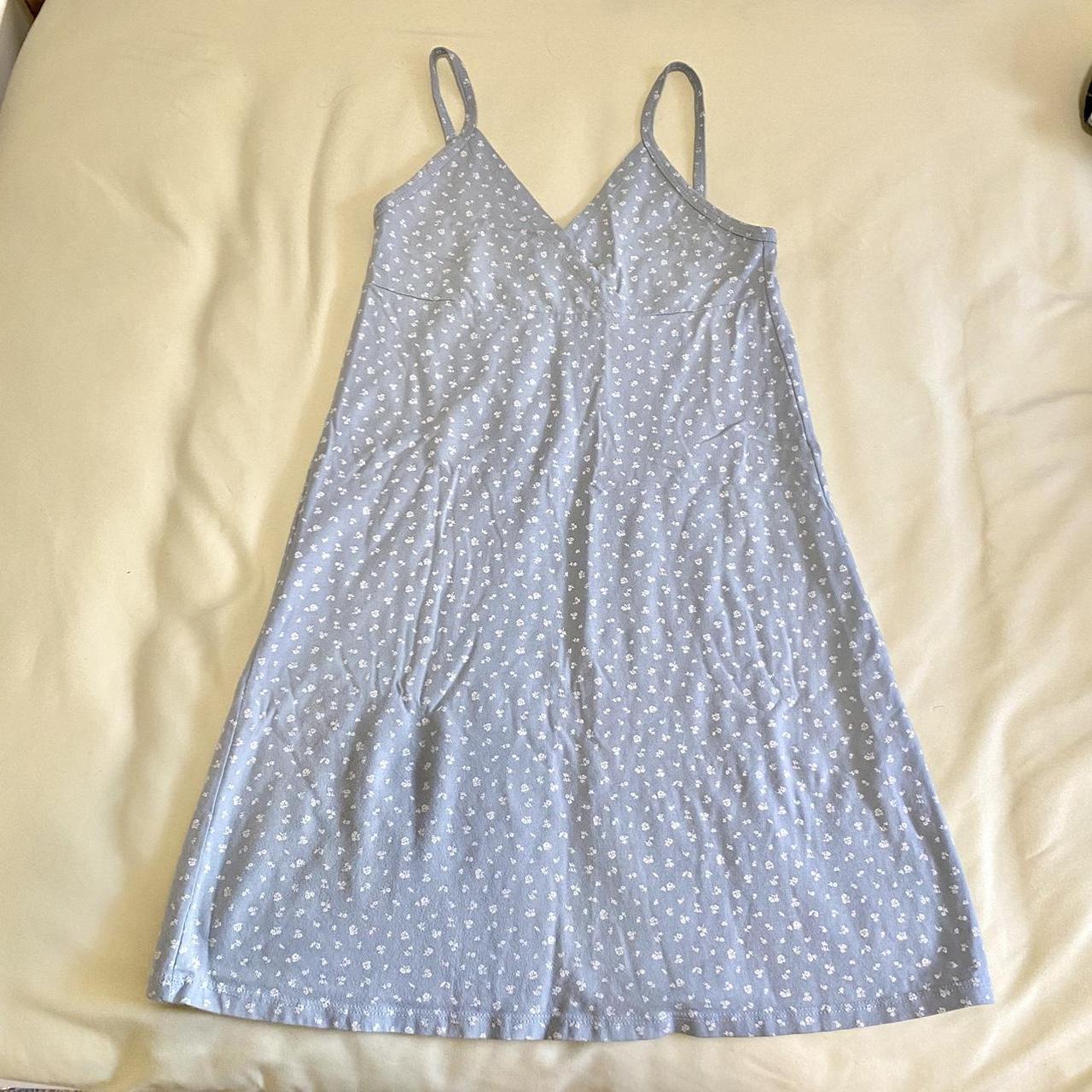 brandy melville blue floral mini dress only worn... | Depop