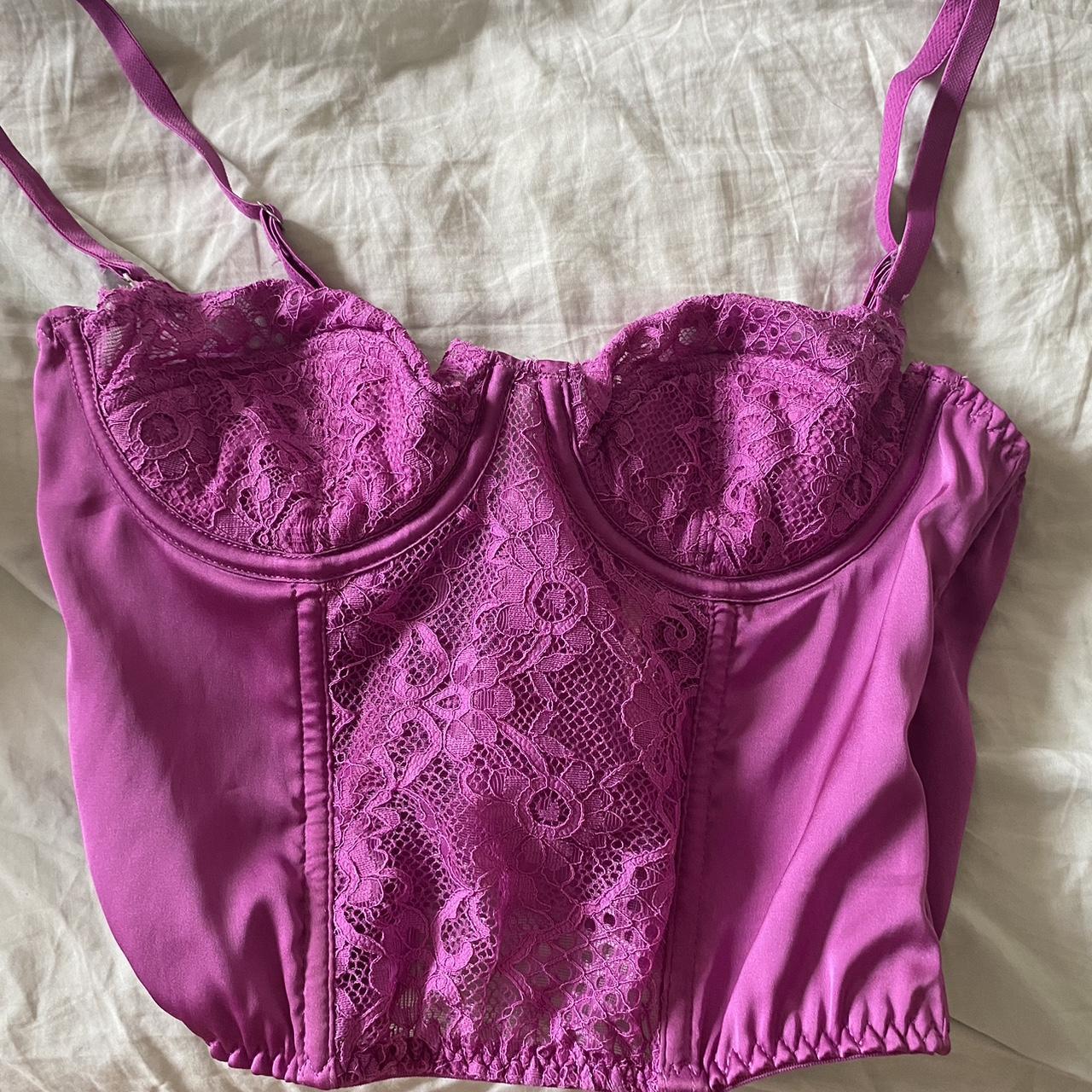 Urban outfitters purple/pink corset top Slight mark... - Depop