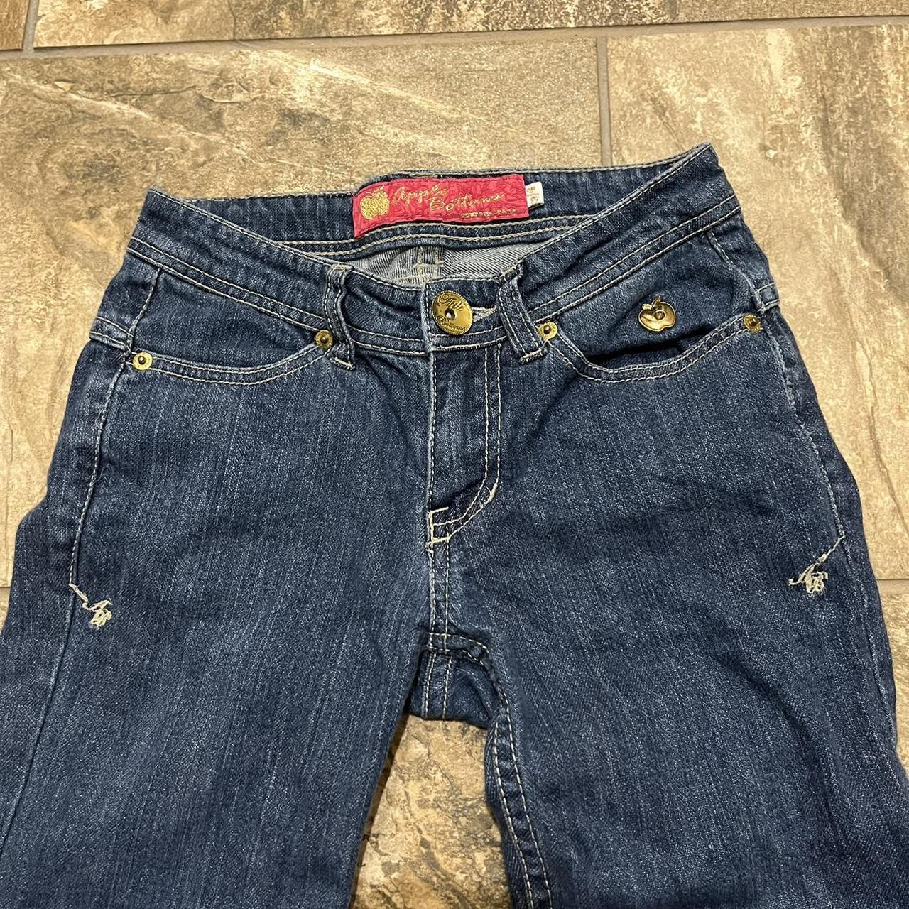 Cute blue apple jeans with embroidered back pockets... - Depop