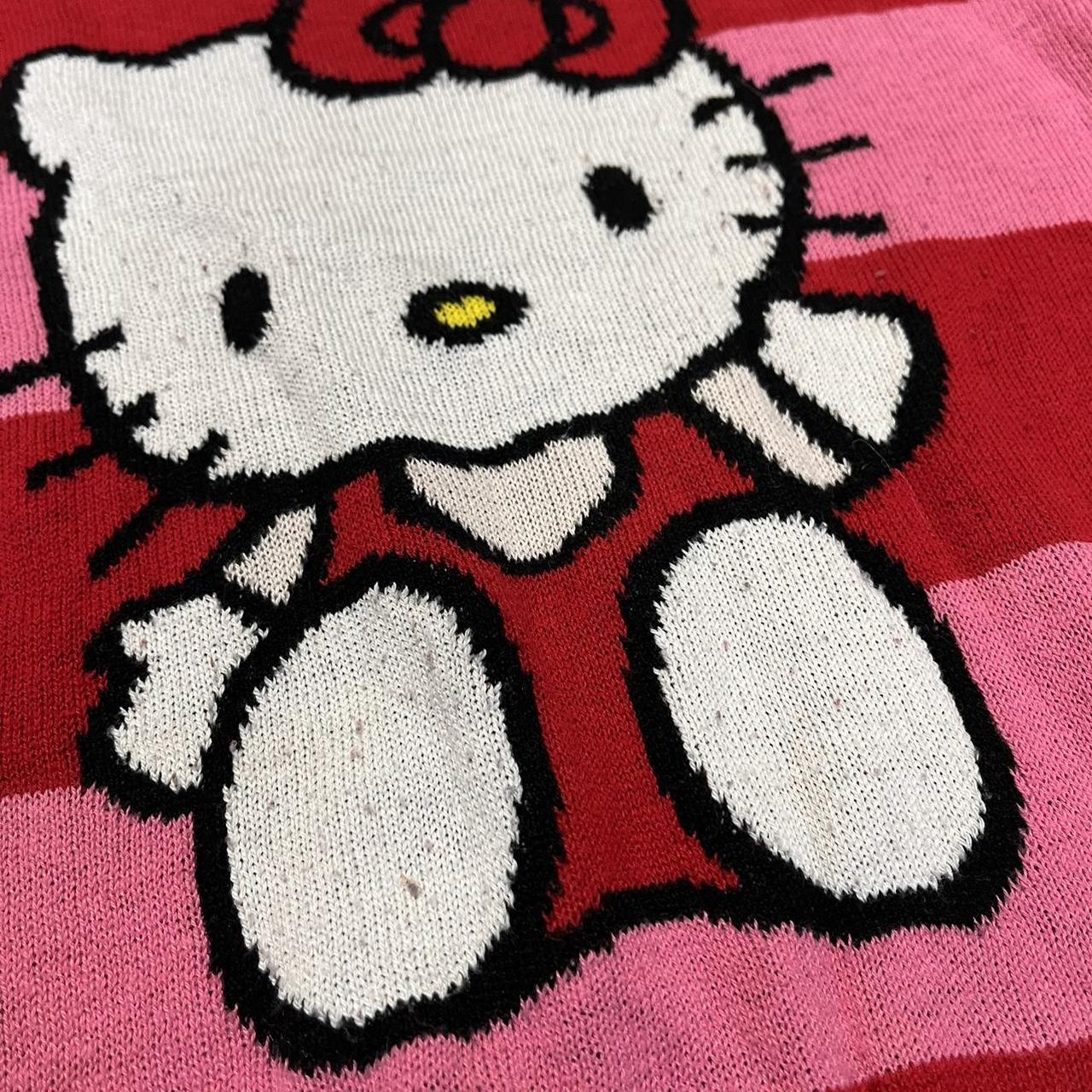 Cute hello Kitty pink and red striped sweater Size... - Depop