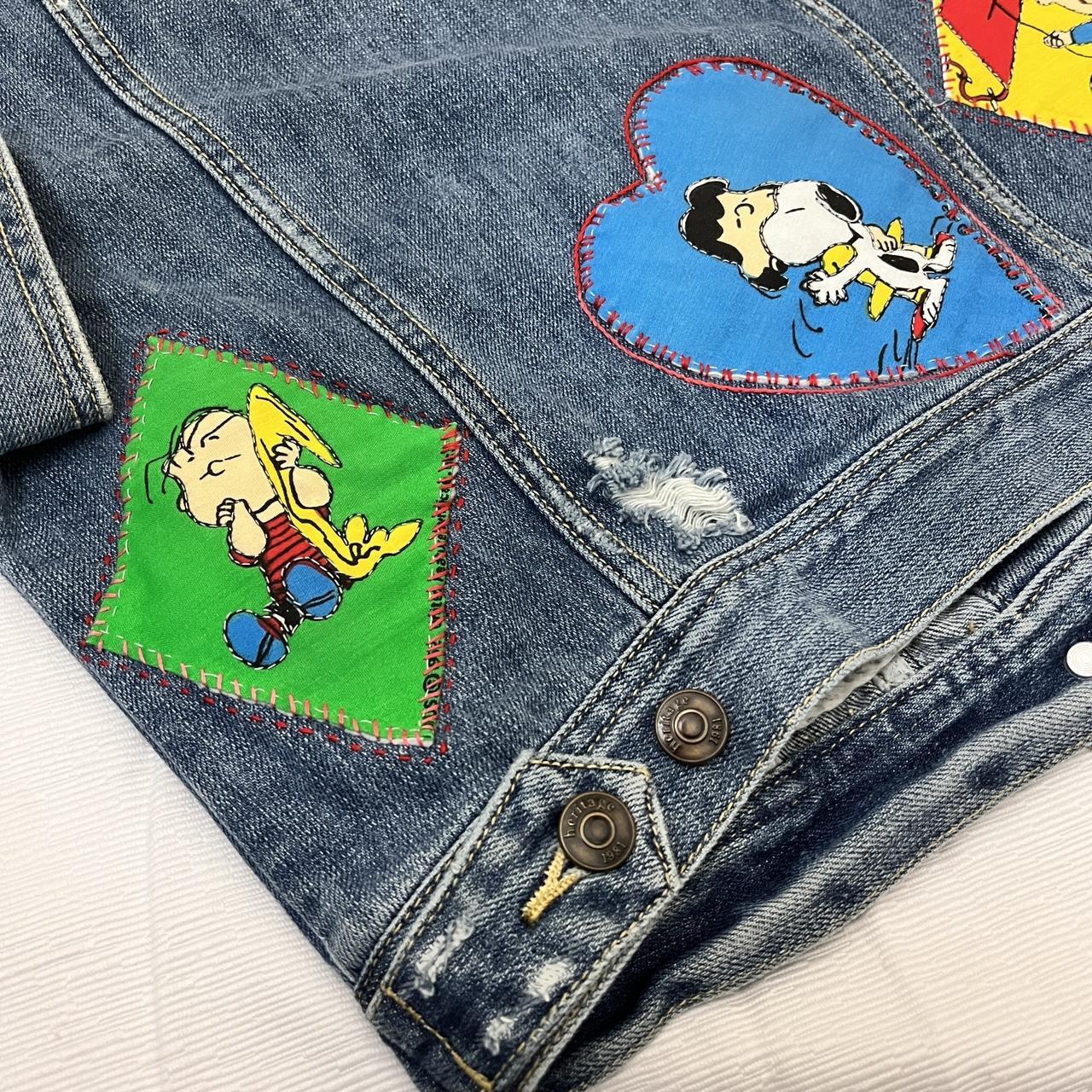 cutest custom made snoopy denim jacket adorable... | Depop