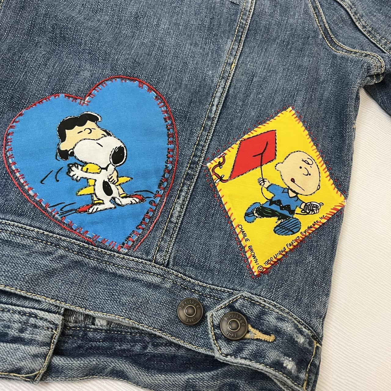 cutest custom made snoopy denim jacket adorable... | Depop