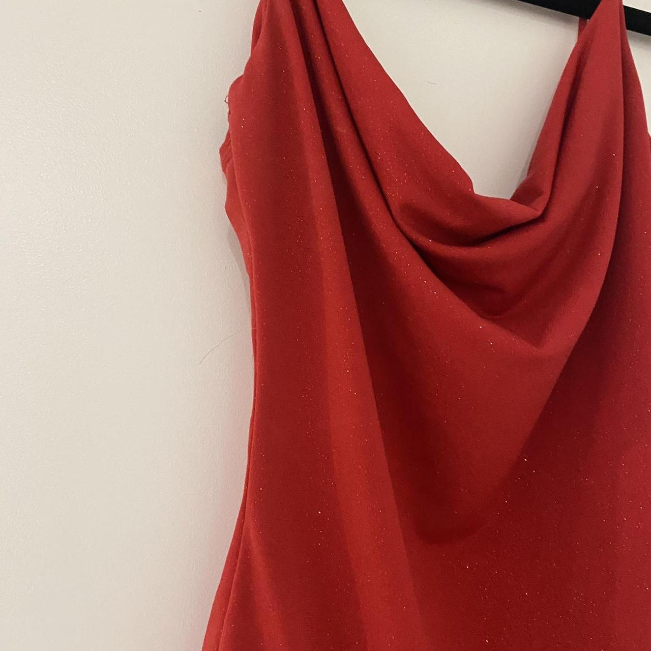 Bright red spaghetti strap sparkly bodysuit with... - Depop