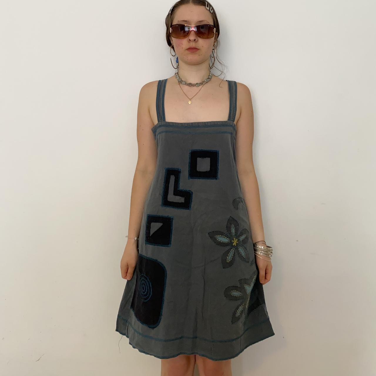 INCREDIBLE graphic dress with patchwork design,... - Depop