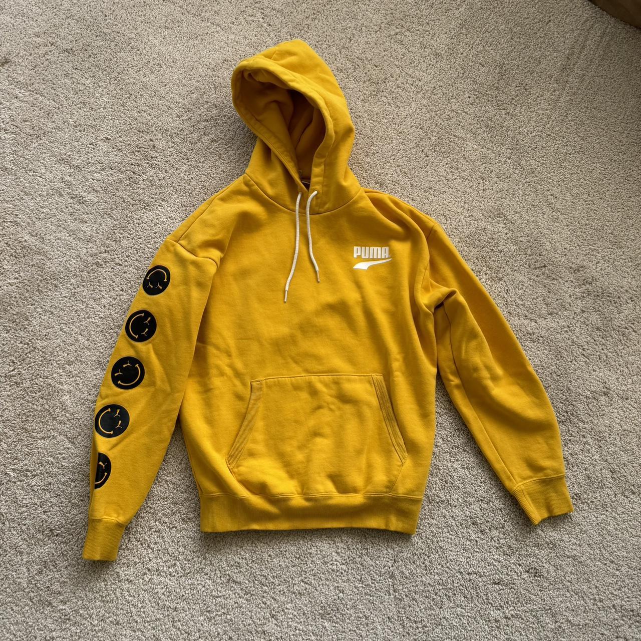 Yellow PUMA hoodie Worn once - Depop