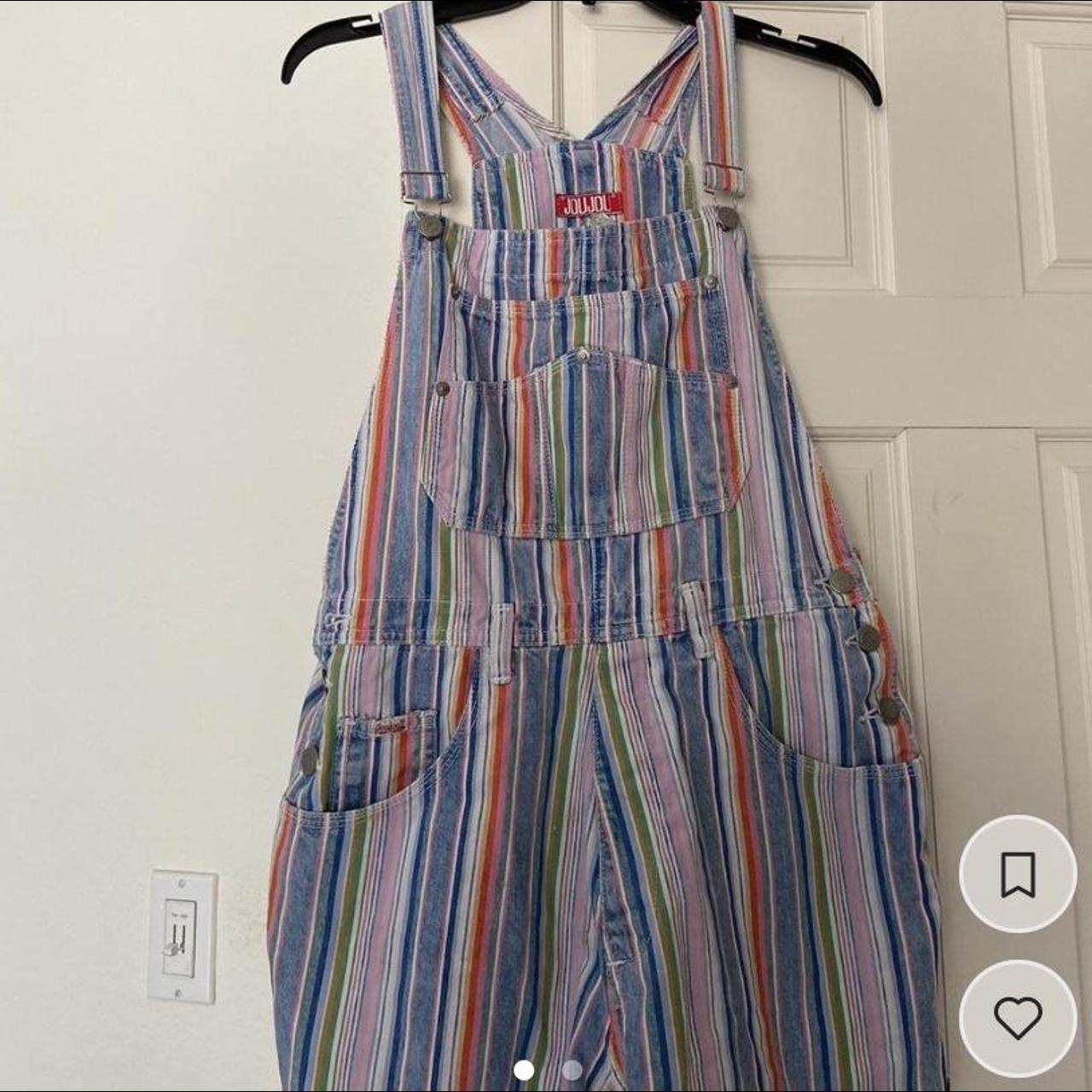 cutest striped overalls that fit so well. They fit... - Depop