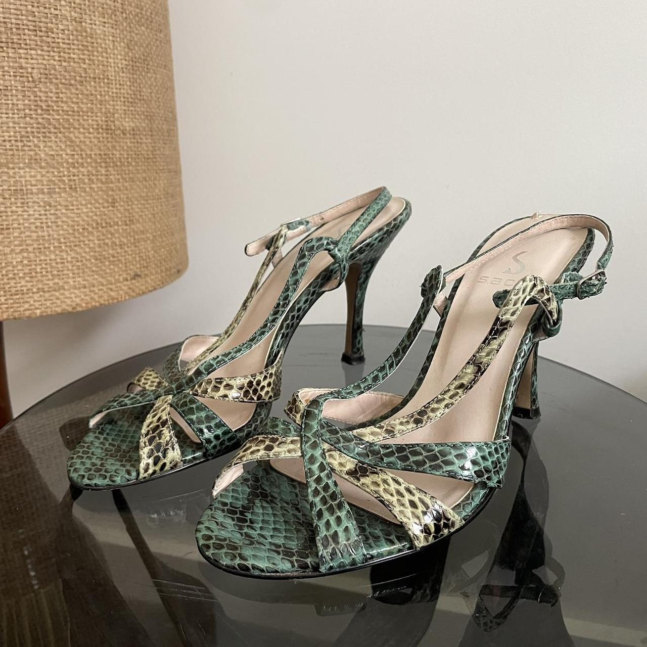 SACHI green snake skin kitten heels I bought these... - Depop