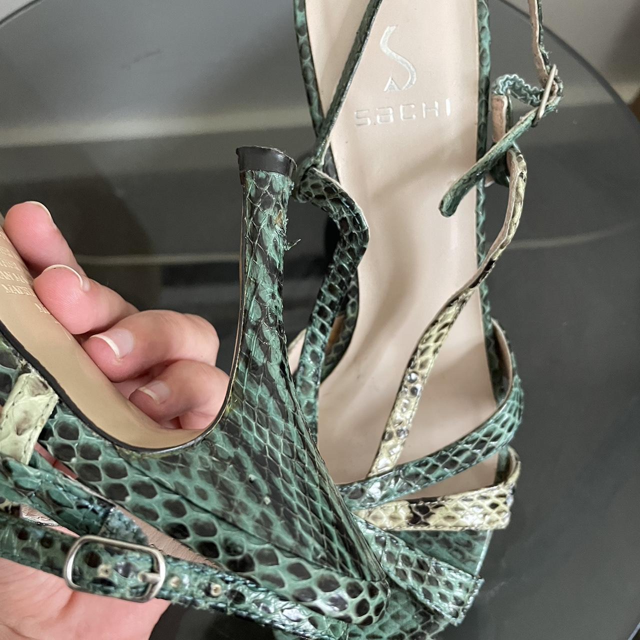 SACHI green snake skin kitten heels I bought these... - Depop