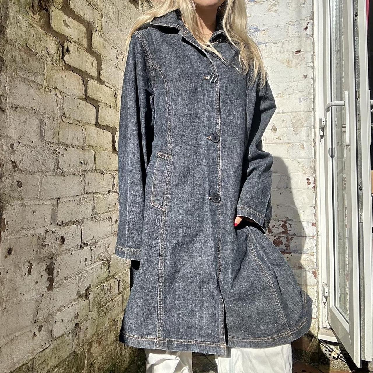 Vintage oversized denim overcoat Seen on a size... | Depop