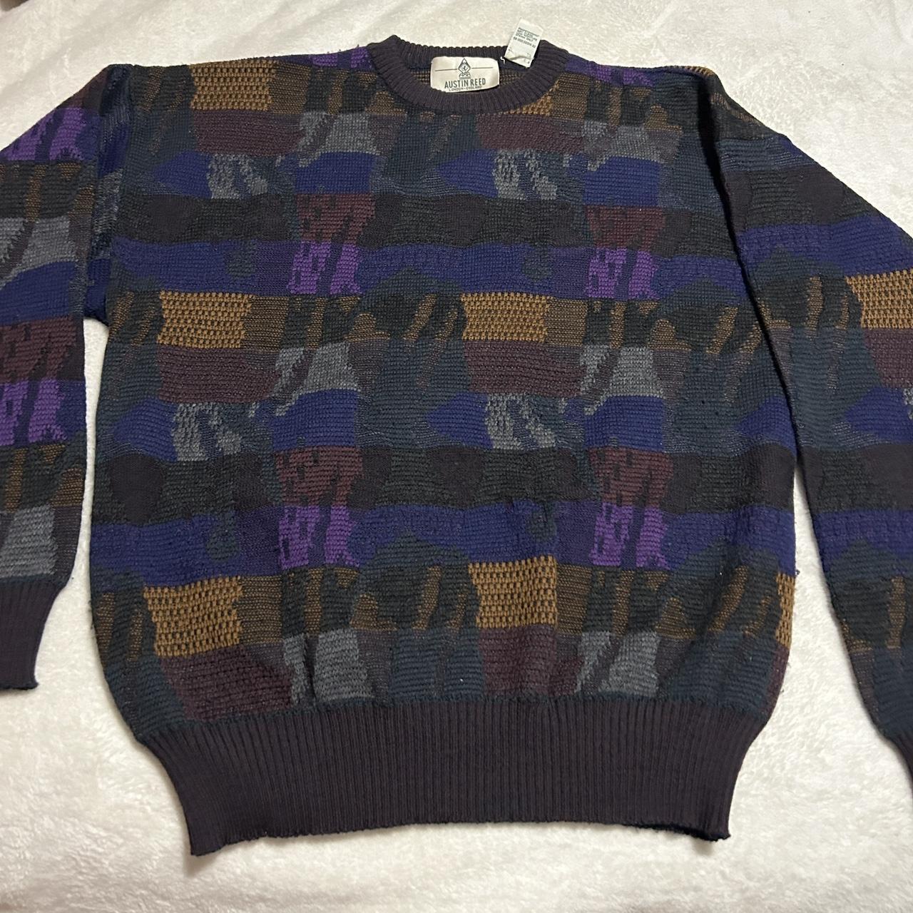 vintage 100% virgin wool patchwork sweater no flaws... - Depop