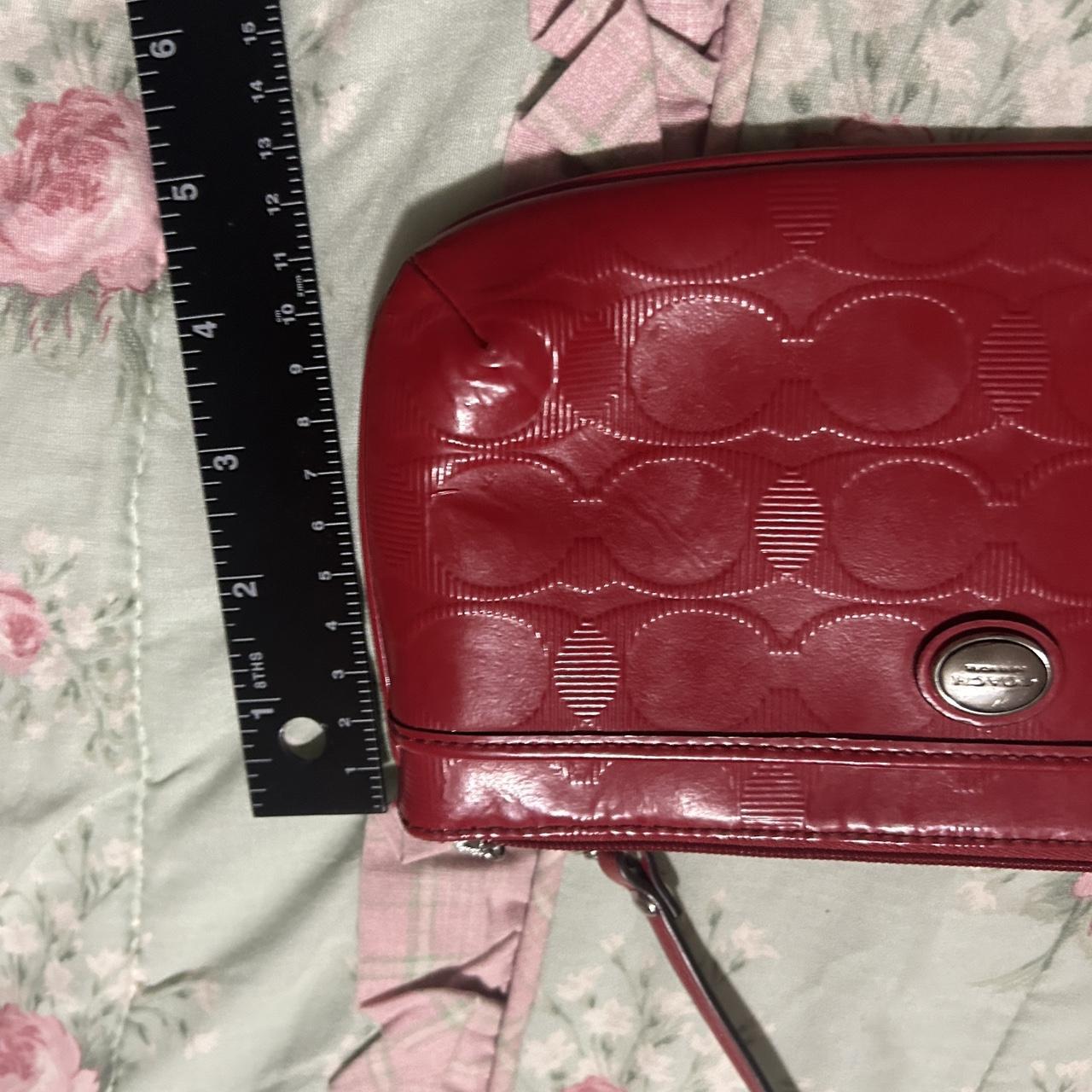 vintage y2k red leather coach purse textured... - Depop