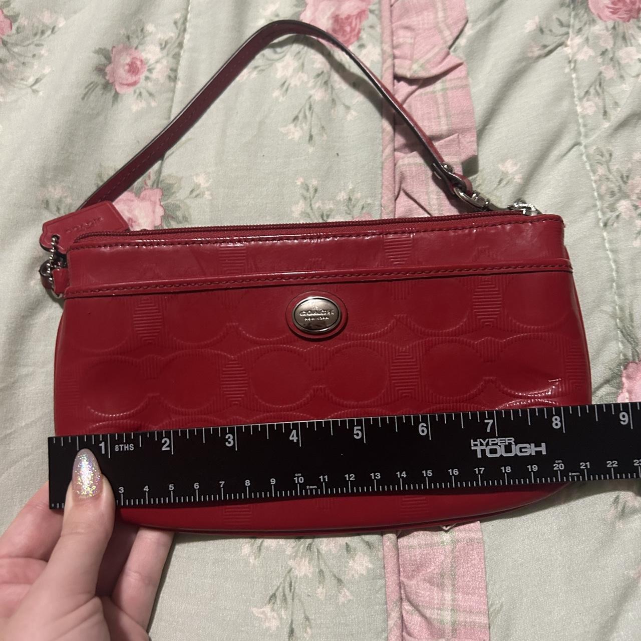 vintage y2k red leather coach purse textured... - Depop