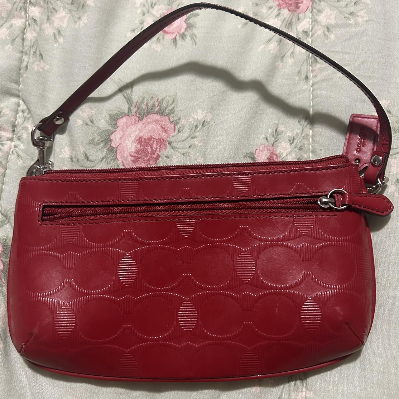 vintage y2k red leather coach purse textured... - Depop