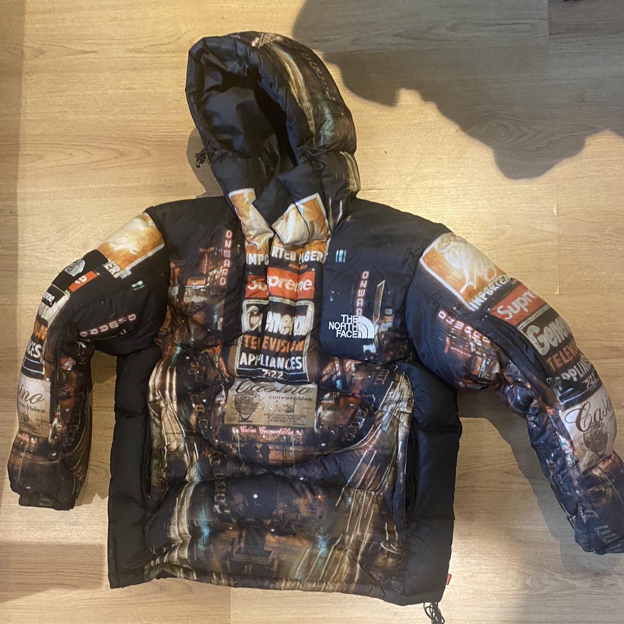 supreme x the north face puffer (quarter zip) 100%... - Depop