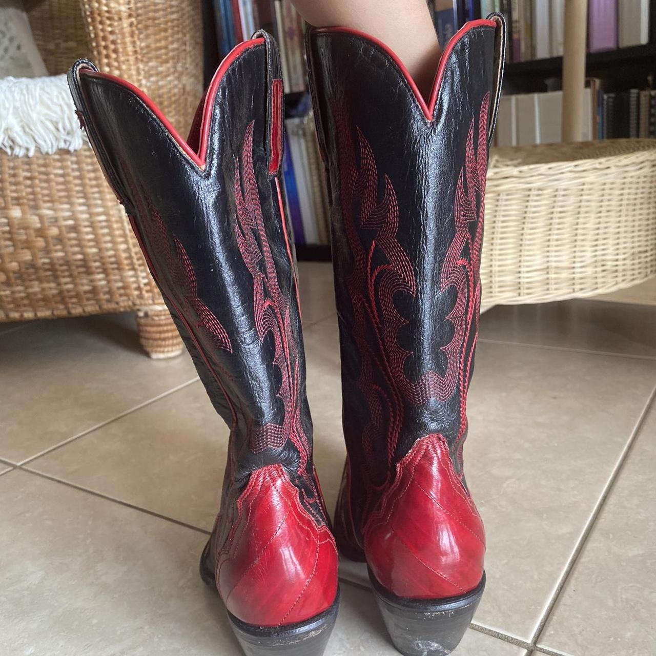 absolutely fire boots red suede on inside best fits... - Depop