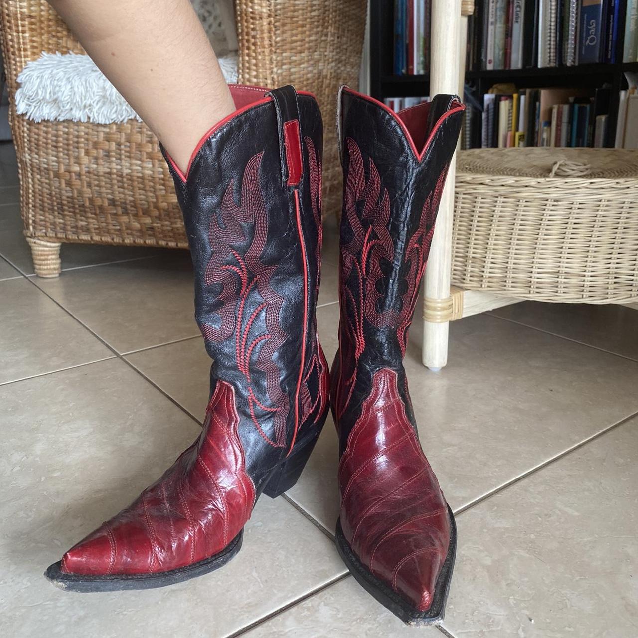 absolutely fire boots red suede on inside best fits... - Depop