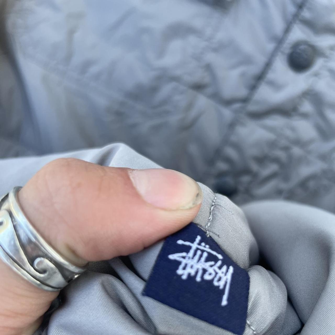 Stüssy Men's Silver and Grey Jacket | Depop