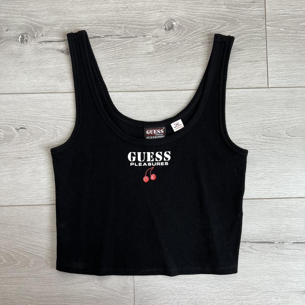 Pleasures x Guess cherry ribbed cropped tank top.... - Depop