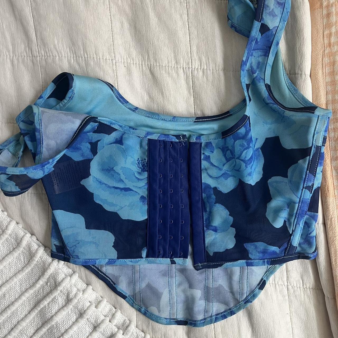 SUPRE blue flower corset Size XS - Depop