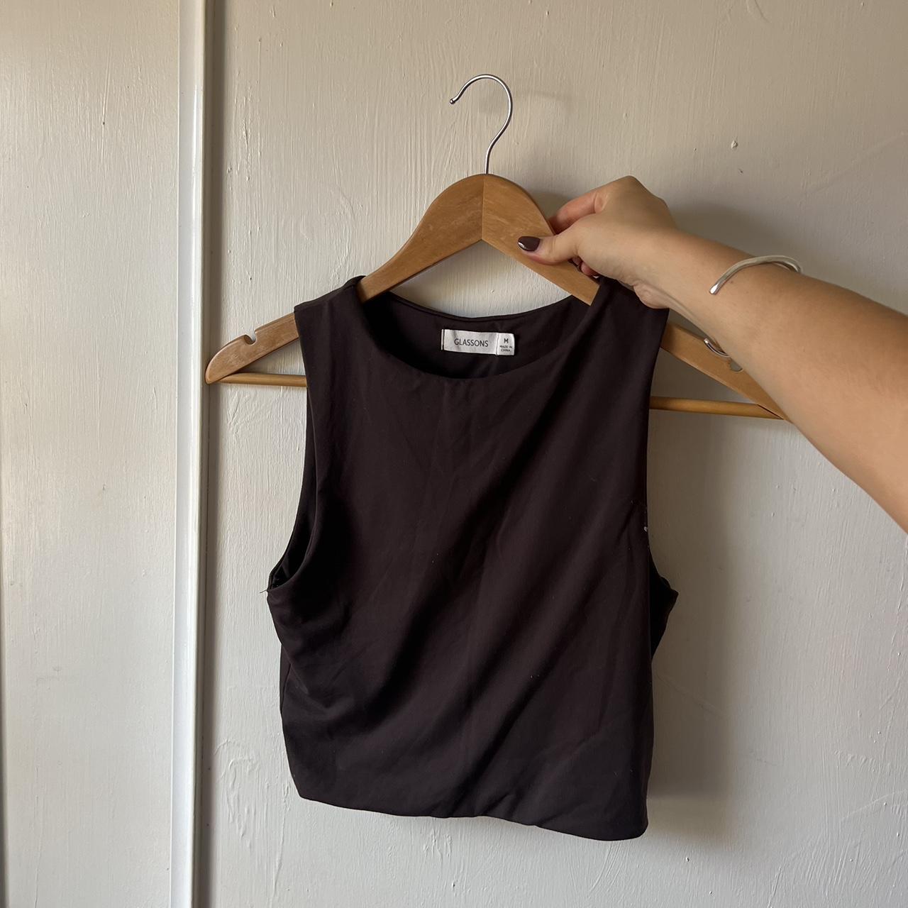 GLASSONS HIGH NECK SOFT TANK Beautiful crop brown... - Depop
