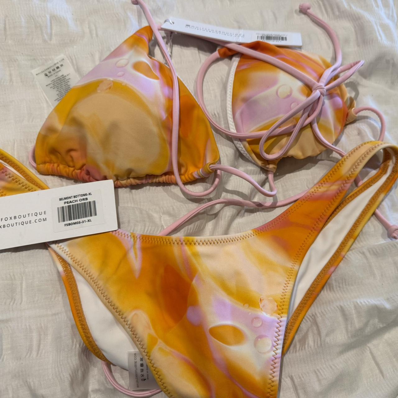 Peach orb White Fox Swim bikini set, never... | Depop