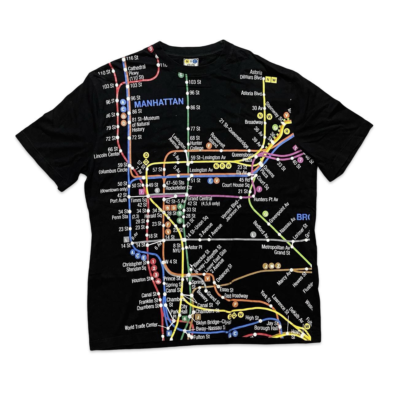90s NYC Subway Map Line Black Vintage tee Great... | Depop