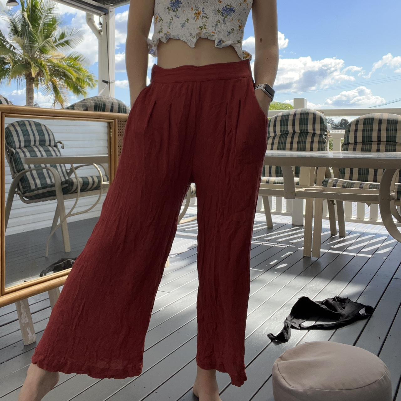 Red Boho Tree of life pants - Depop
