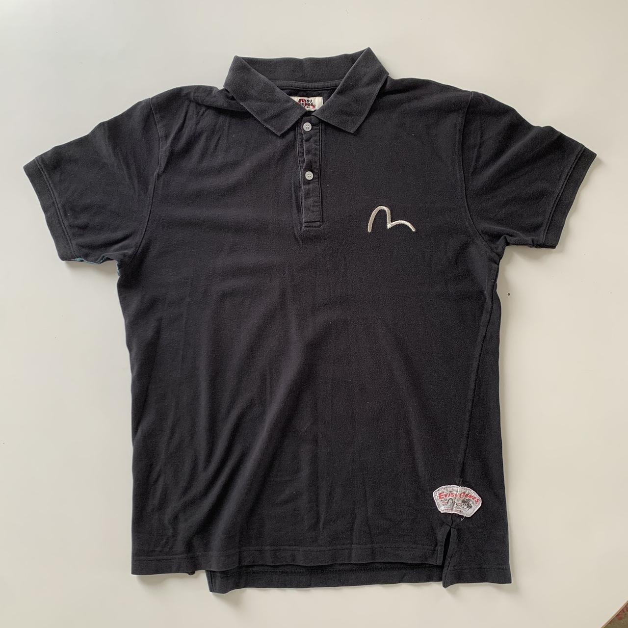 Evisu Genes Black Polo Perfect Condition Size Small... - Depop