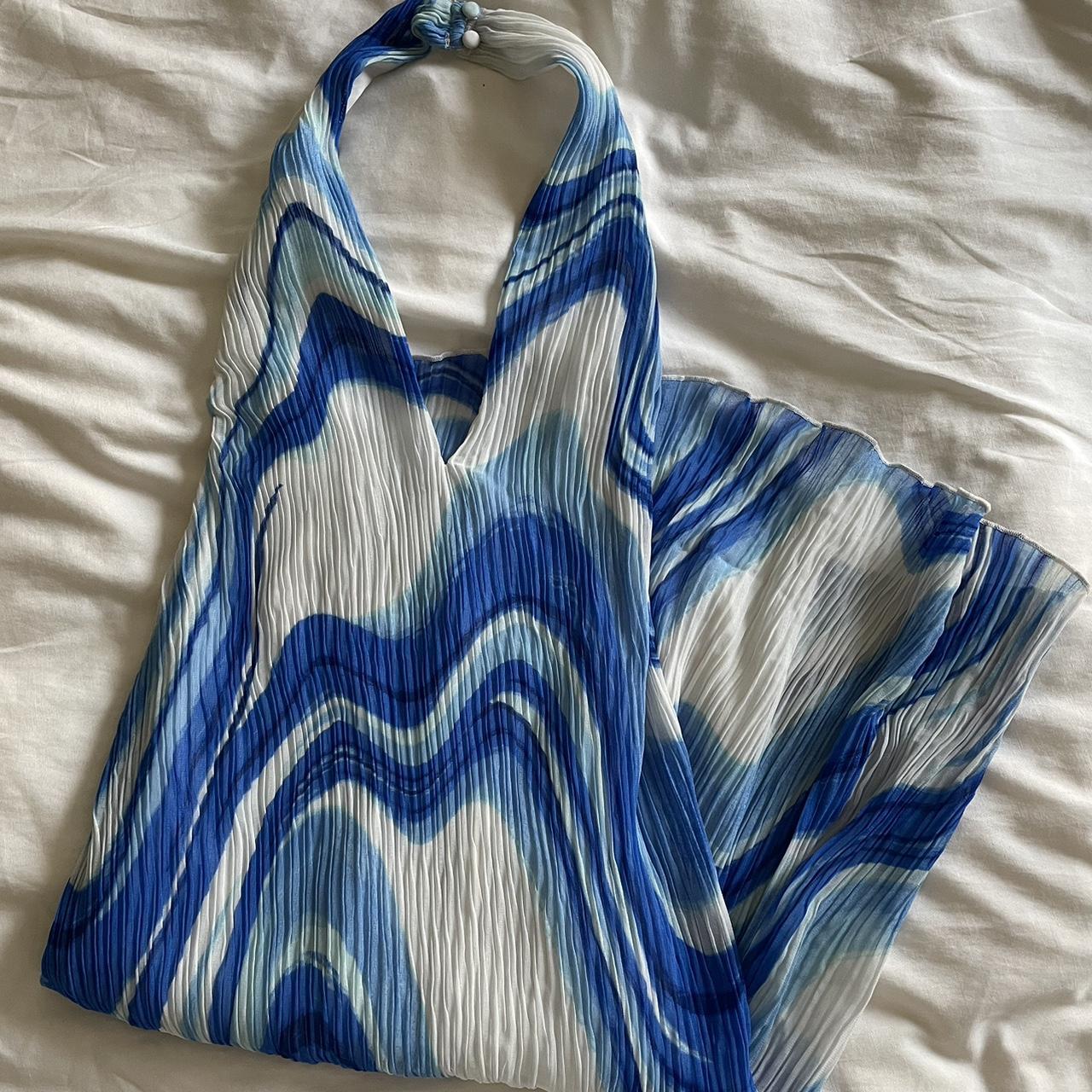 ASOS backless blue and white flowy dress. Only worn... - Depop