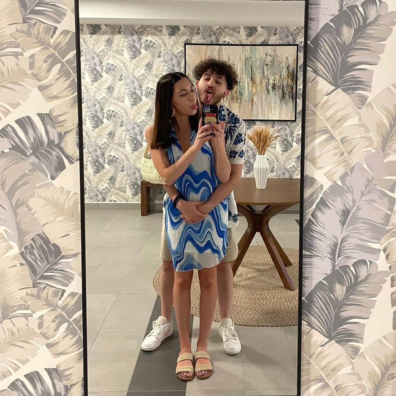 ASOS backless blue and white flowy dress. Only worn... - Depop