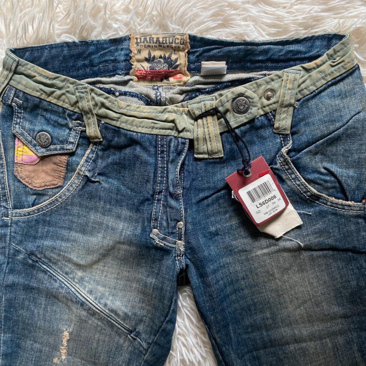 Parasuco dark wash distressed flared jeans w/ cool... - Depop