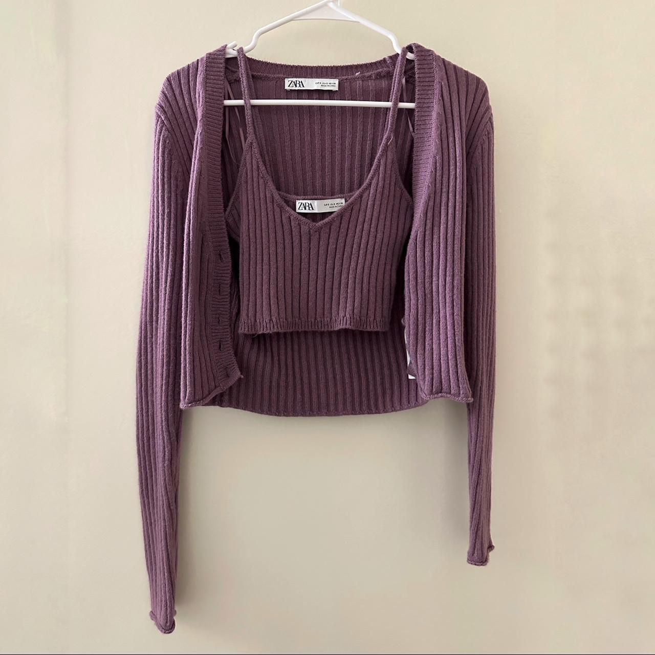 Purple cropped sweater set - Depop