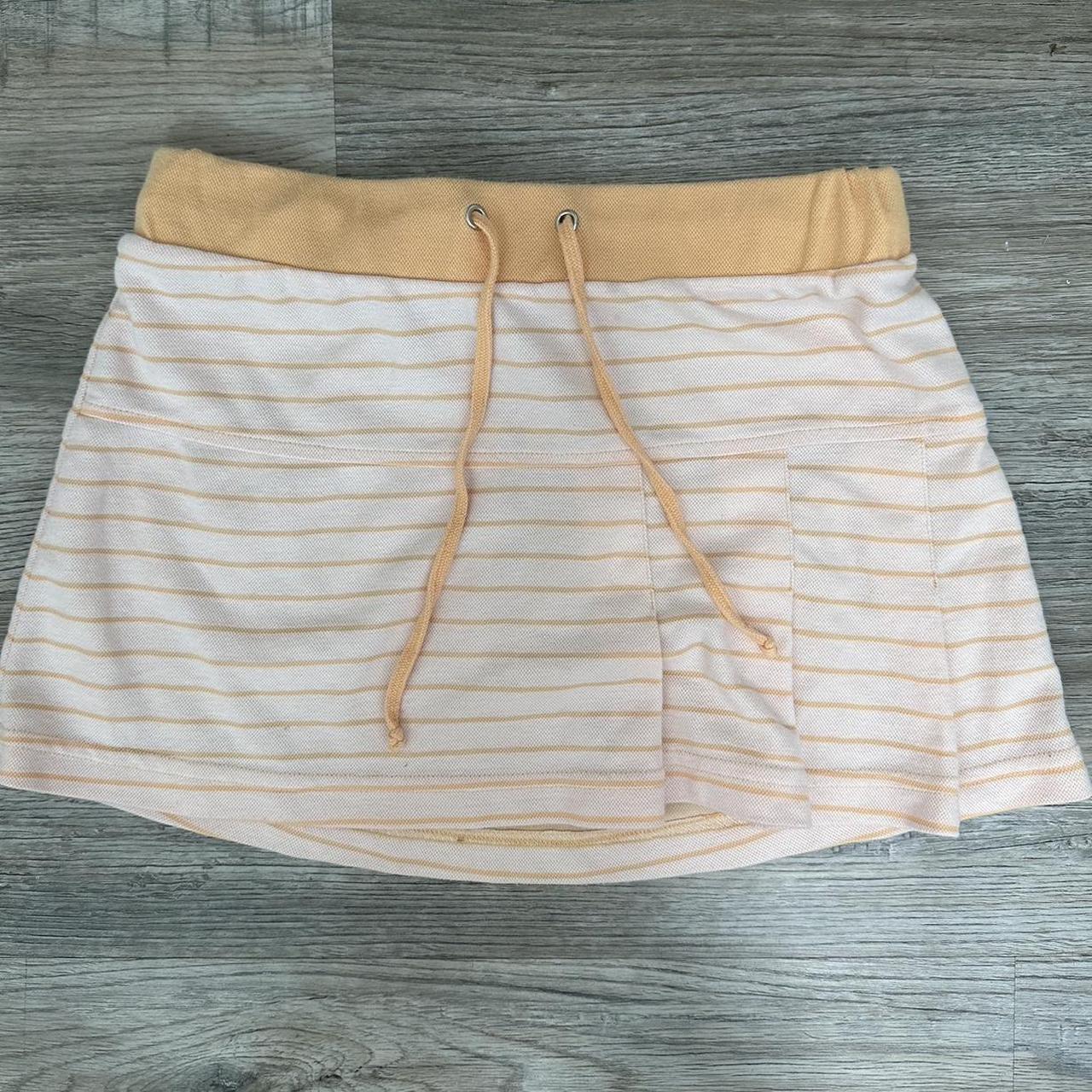 Y2K orange and white sideout drawstring skirt super... - Depop