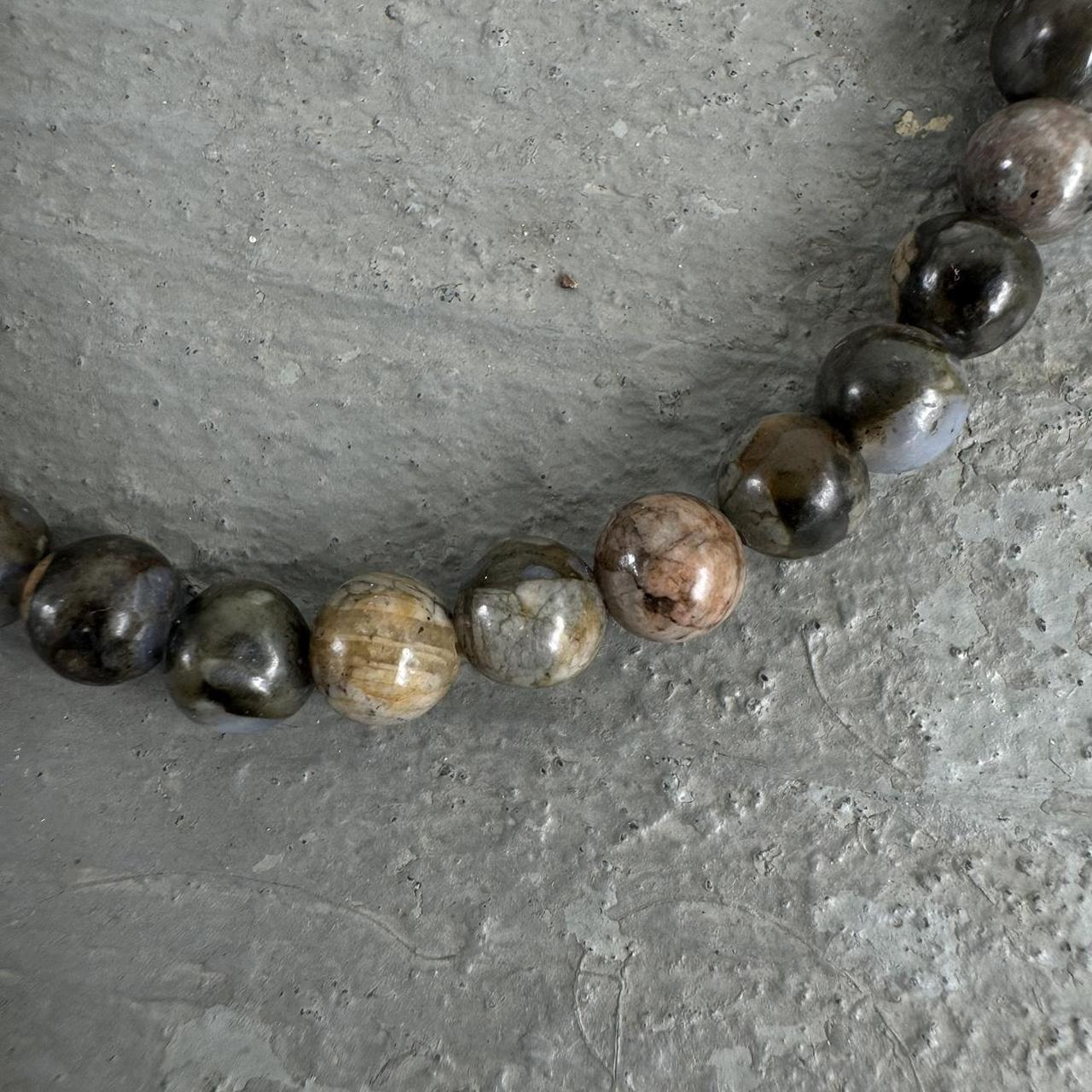 Llanite Gemstone Bead Bracelet •Handmade... - Depop